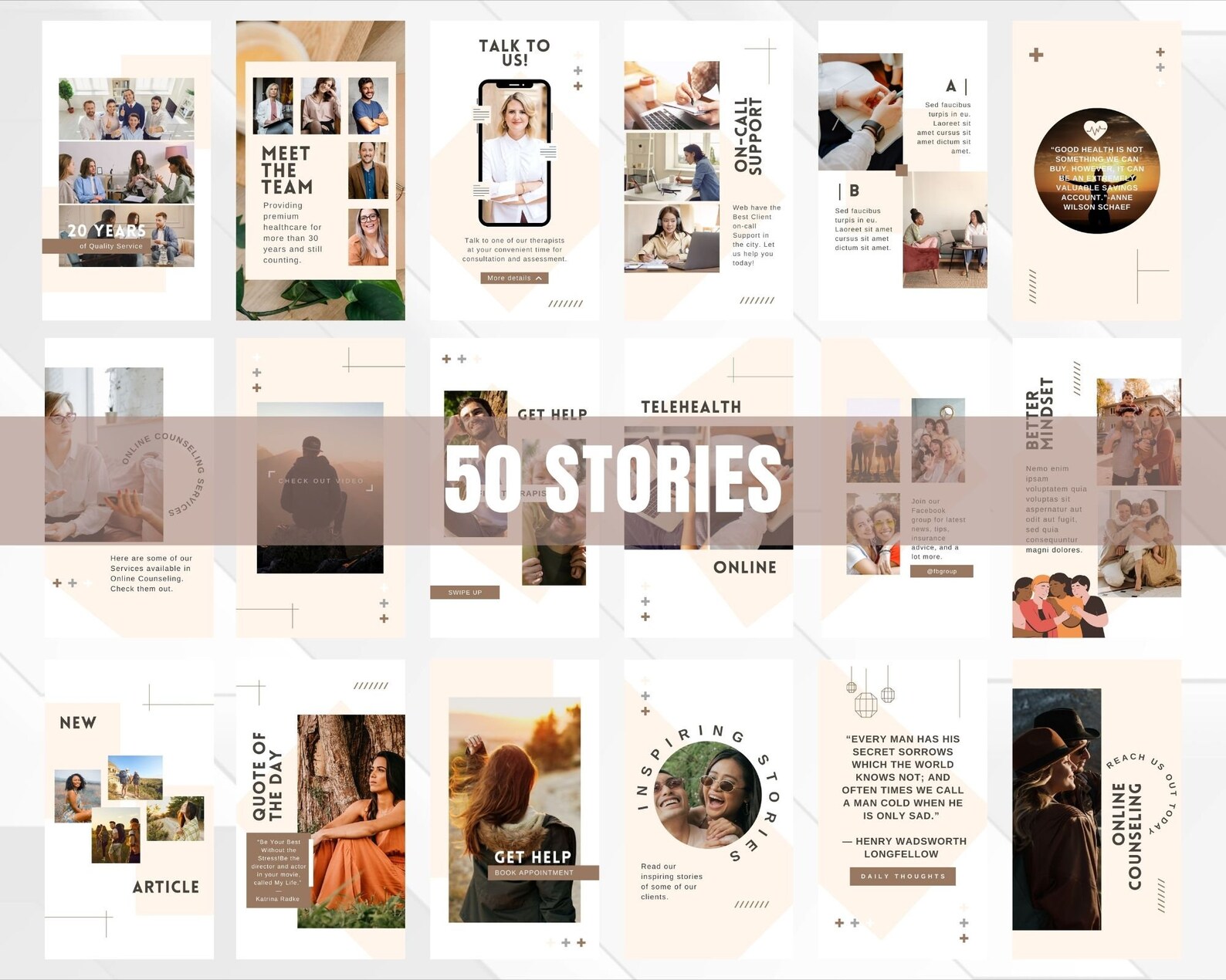 Therapist Instagram Social Media Bundle, Post Story Puzzle Highlight ...
