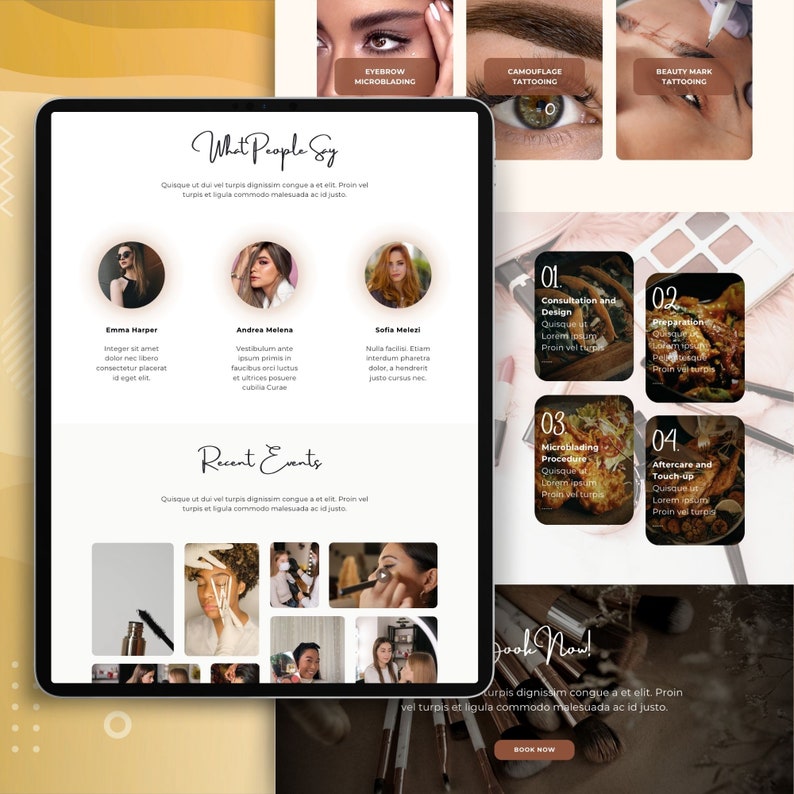 PMU Artist Website Template, Microblading Eyebrow Canva Website, Landing Page for Permanent ...