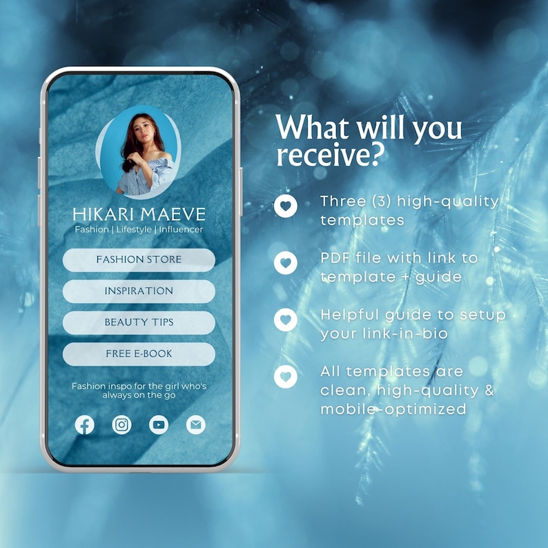 Link in Bio Template, Instagram Tiktok Pinterest Bio Link Landing Page ...