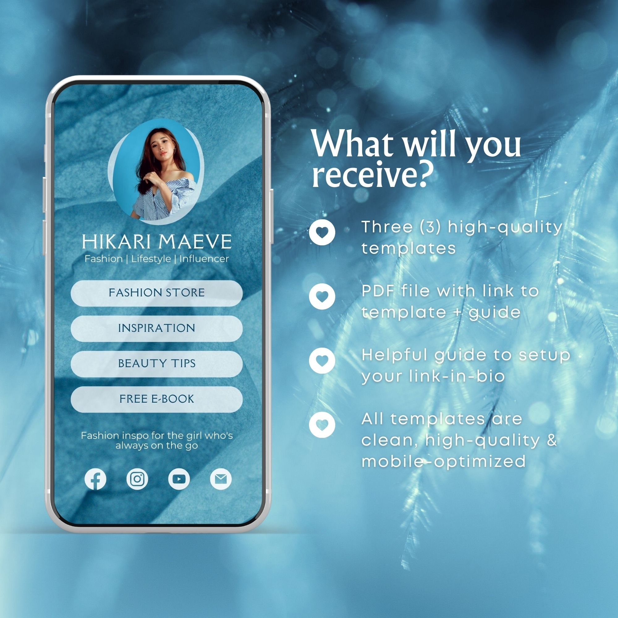 Link in Bio Template, Instagram Tiktok Pinterest Bio Link Landing Page ...