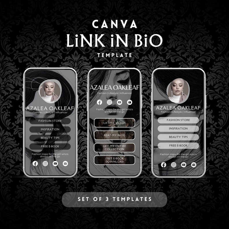 Link in Bio Template, Instagram Tiktok Pinterest Bio Link Landing Page Canva Template, Linktree ...
