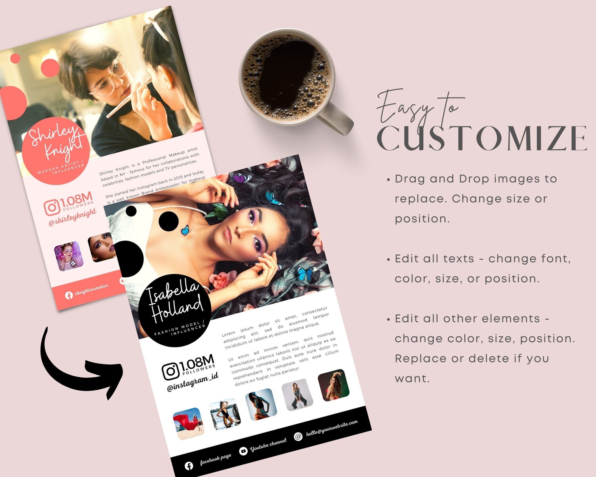 Instagram Influencer Media Kit Template: Canva Editable (digital ...