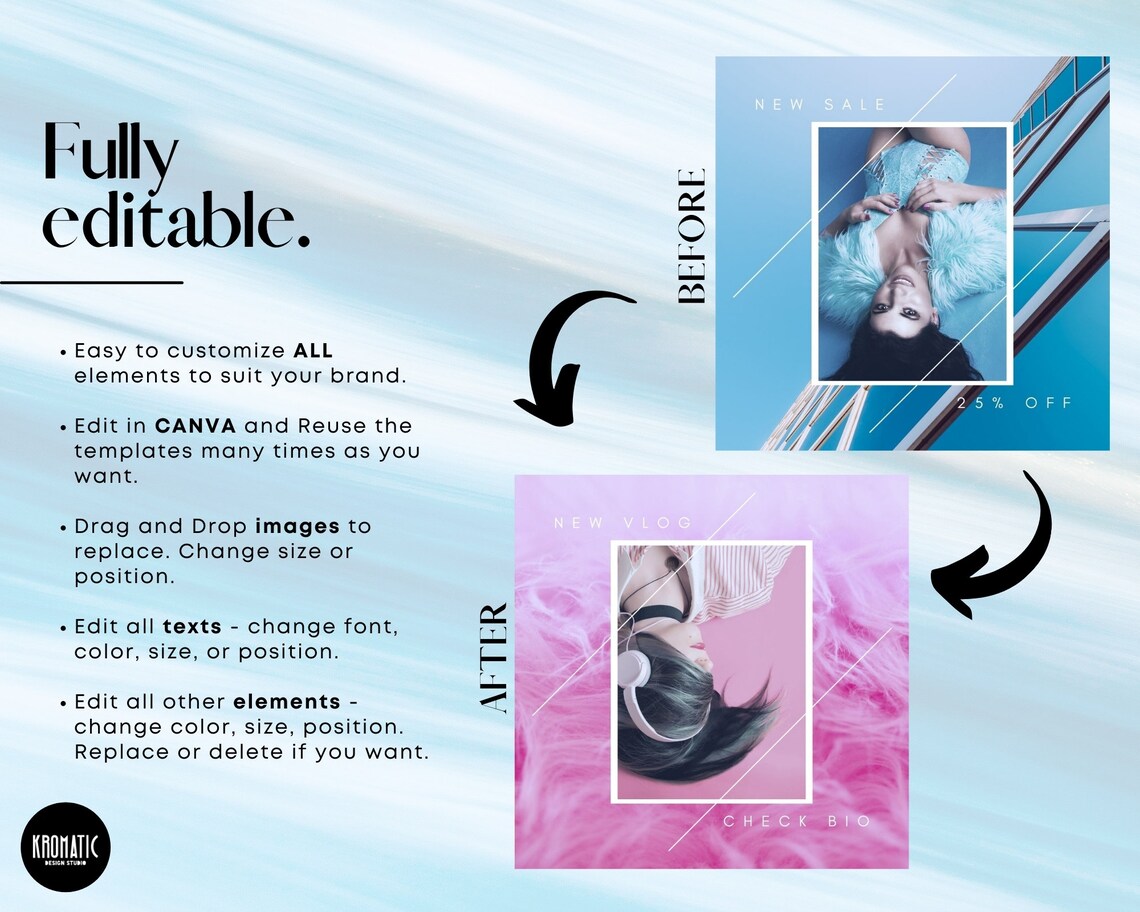 50 Blue Instagram Post Templates Canva, Woman Instagram Branding ...