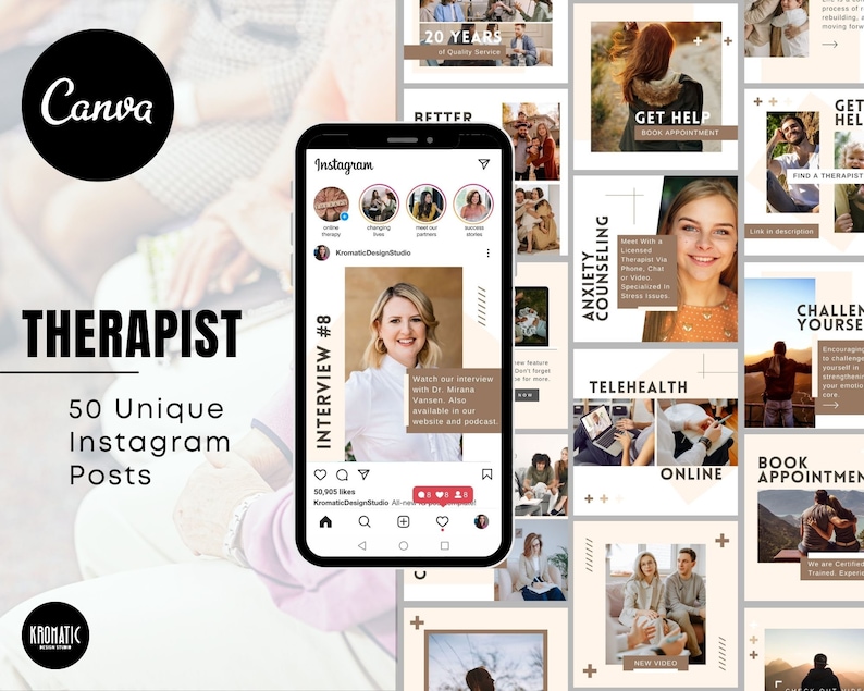 50 Instagram Post Template Canva, Therapist Instagram Template ...