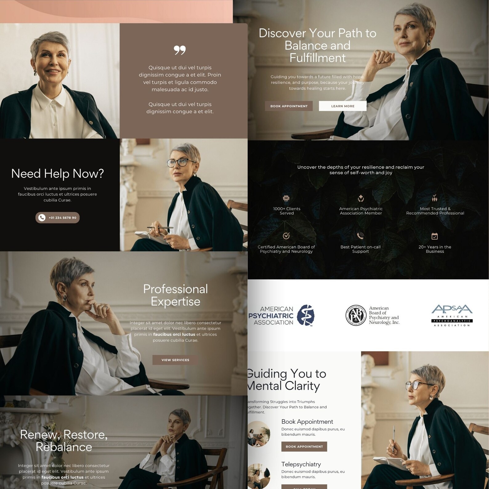 Psychiatrist Canva Website Template, Therapist Landing Page Design ...