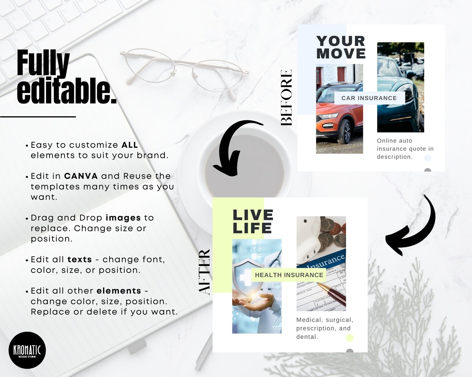 100 Insurance Agency Instagram Template Canva Post and Story - Etsy