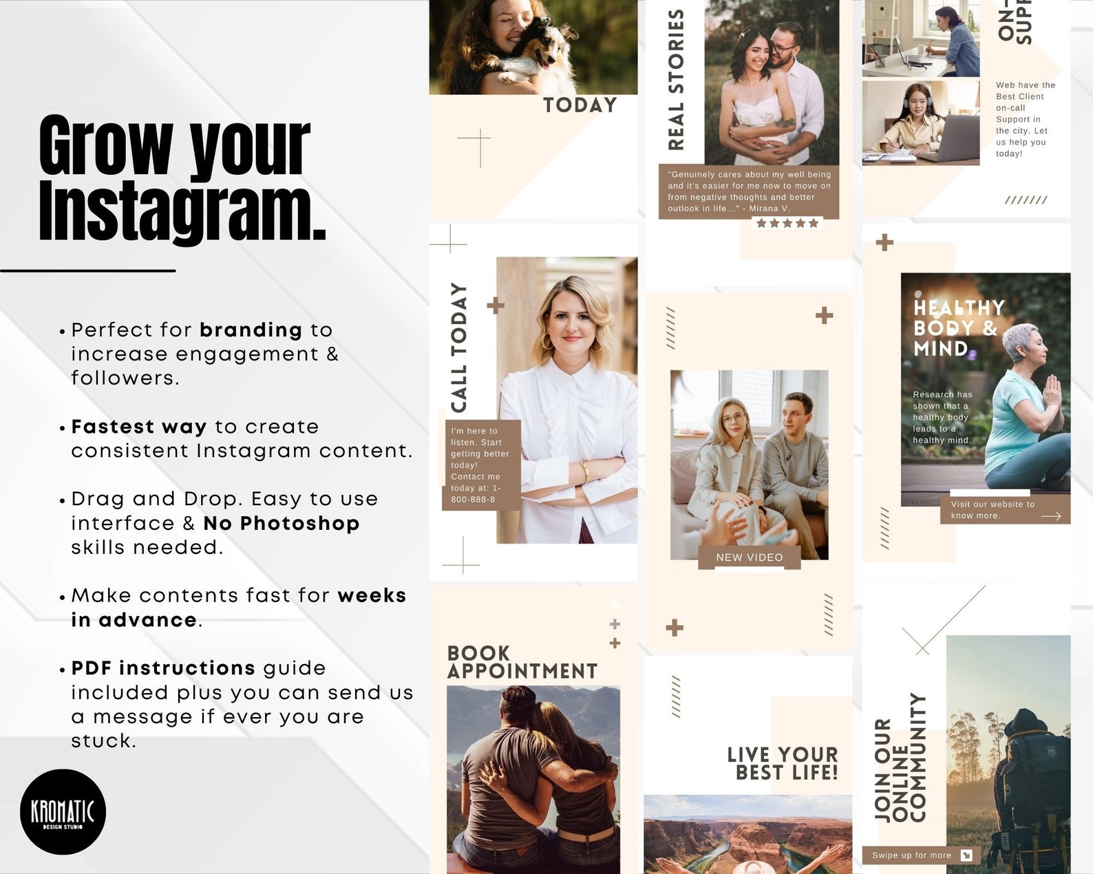 100 Therapist Instagram Template Canva, Post and Story IG Template ...