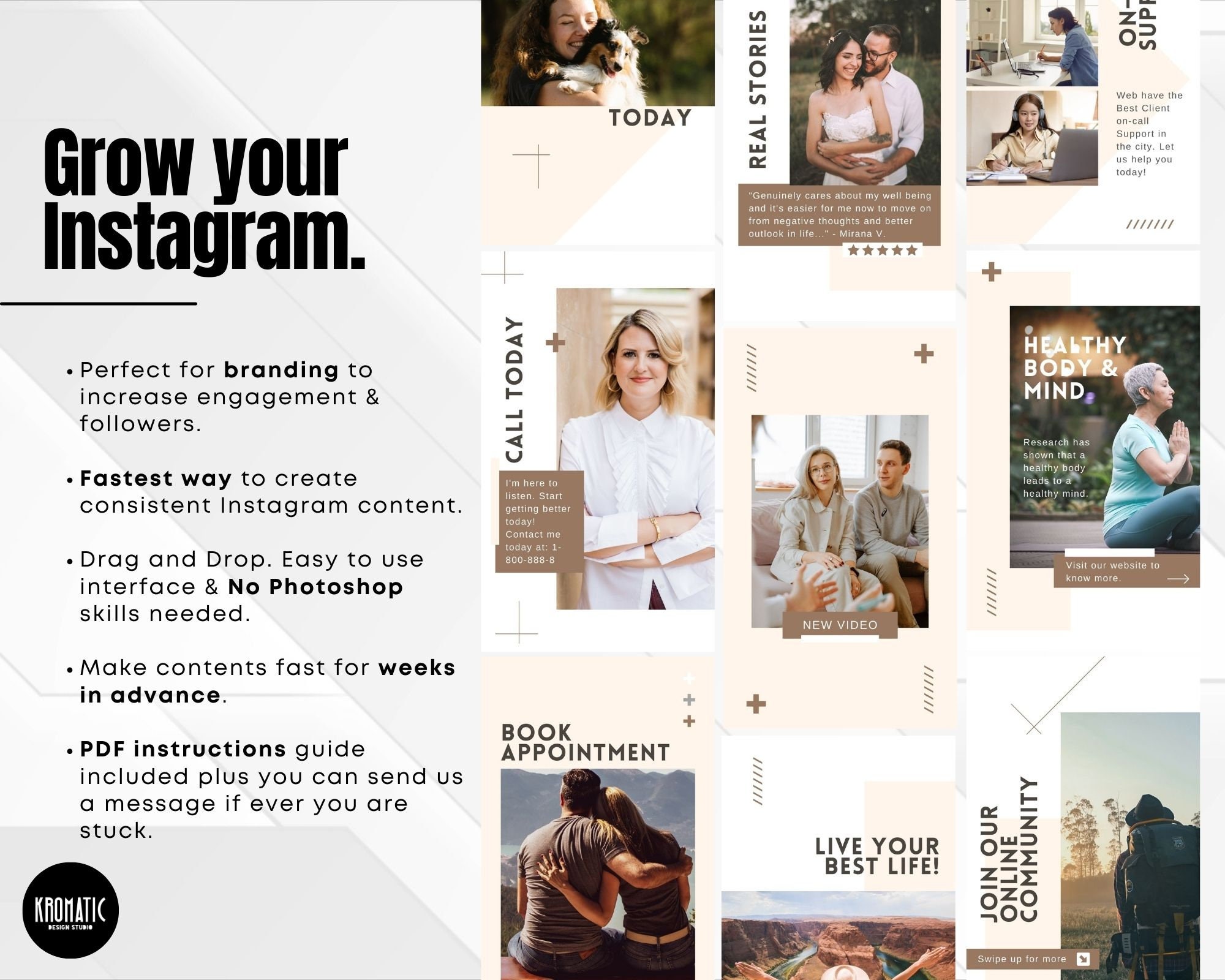 100 Therapist Instagram Template Canva, Post and Story IG Template ...