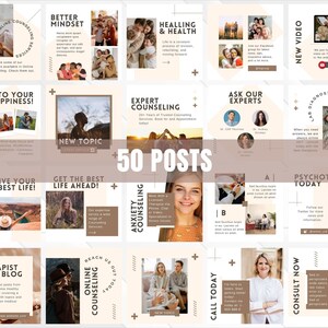 Therapist Instagram Social Media Bundle, Post Story Puzzle Highlight ...