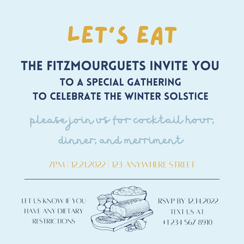 Editable Winter Solstice Dinner Party Invitation (digital Download) - Etsy