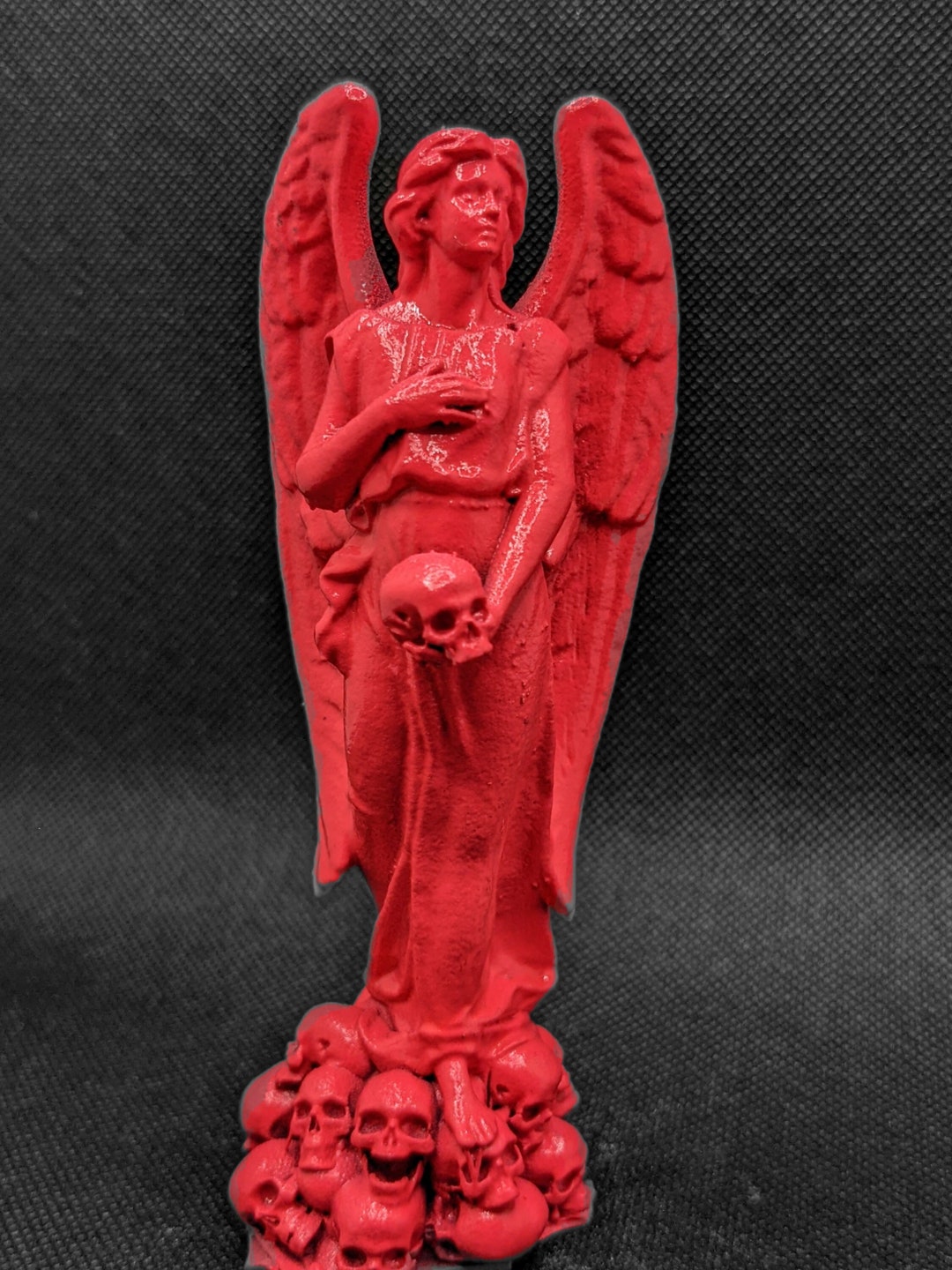 Angel of Death Statue Sculpture With Skull Neon Pink Handmade Resin Art ...