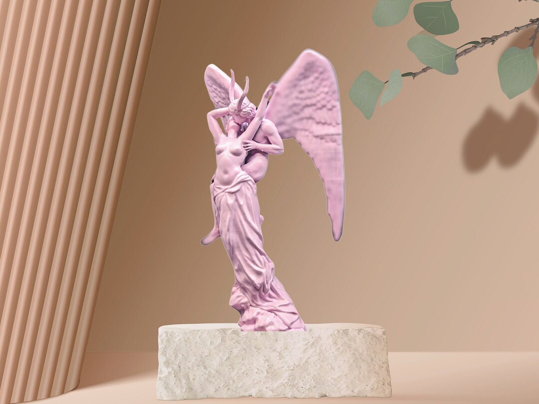 Gothic Home Decor Pink Devil and Angel Sculpture Lilith Baphomet Angel ...