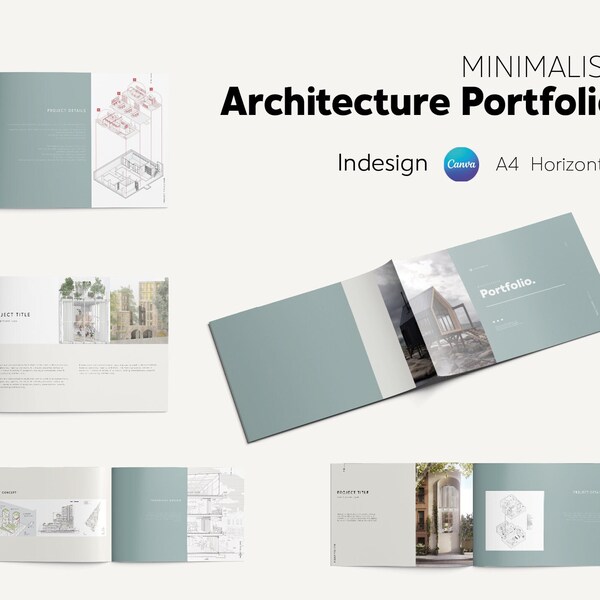 Interior Design Portfolio Template Architecture Student Project Layout Brochure Minimalist Adobe ...