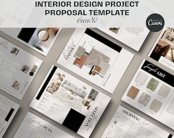 Interior Design Project Proposal & Mood Board Canva Template, Professional Template Made for ...