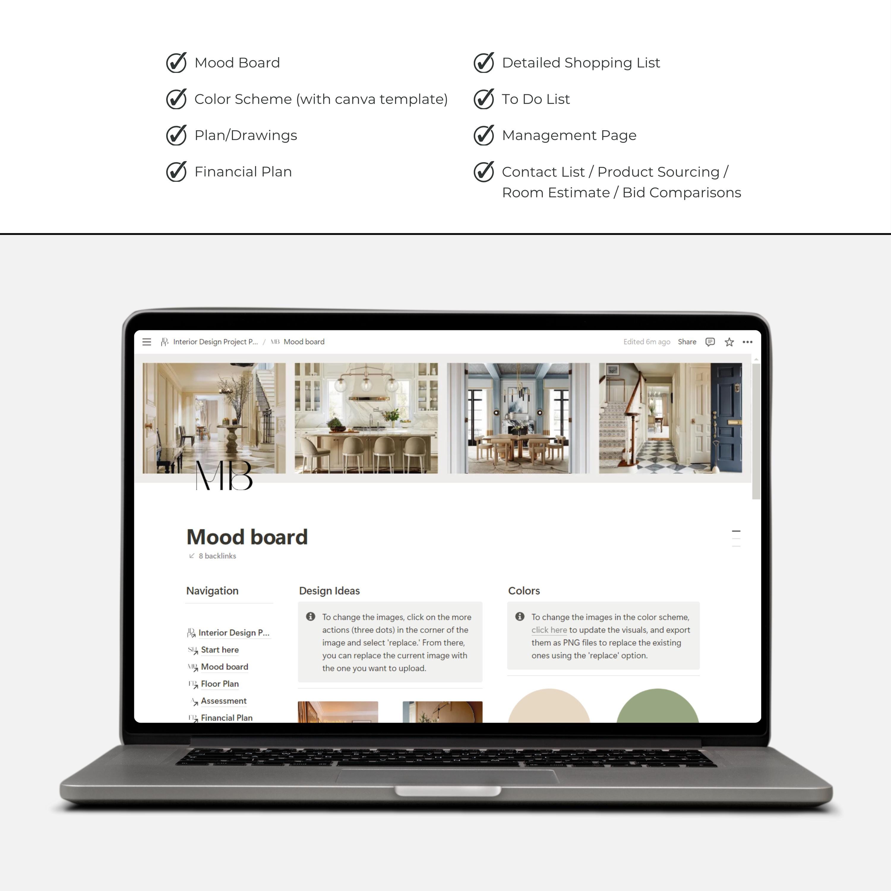 Interior Design Project Planner Notion Template | Planner for Interior ...