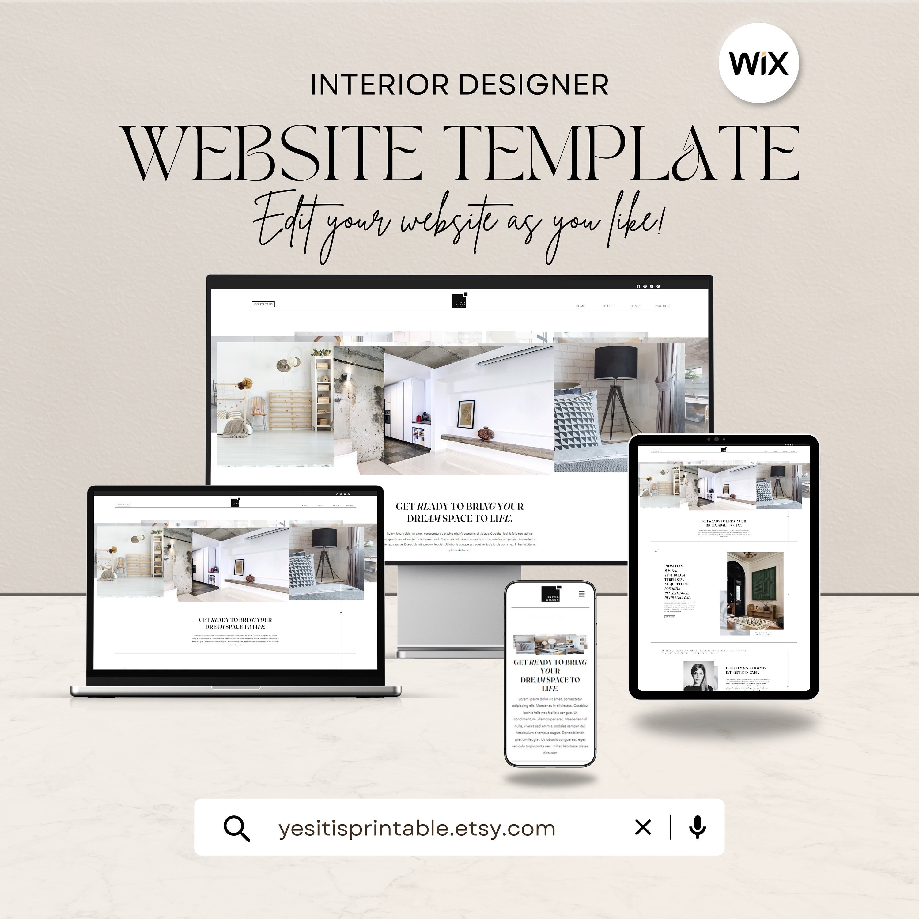 Interior Designer Website WIX Template | Interior Design Page WIX ...