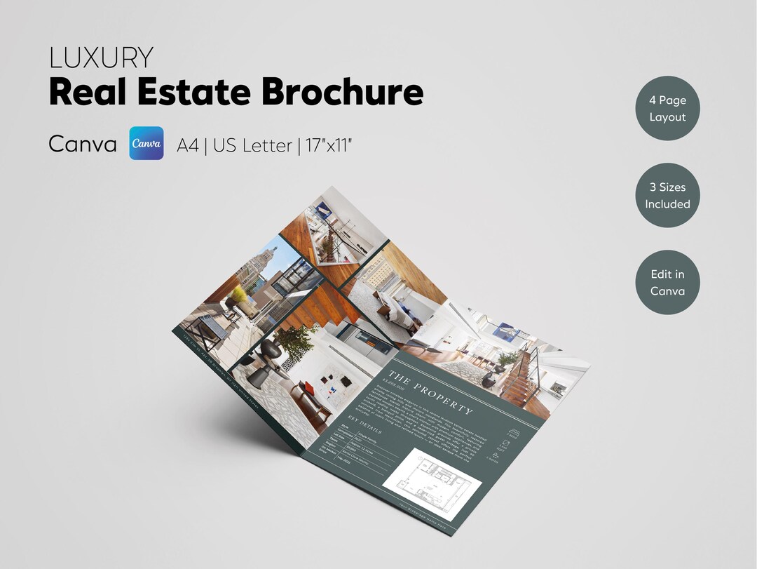 Luxury Real Estate Brochure | 4 Page Property Brochure Template | A4 ...