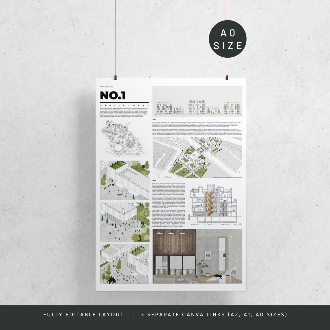 Architecture Board Canva Template A2 A1 A0 | Portfolio Layout | Design ...