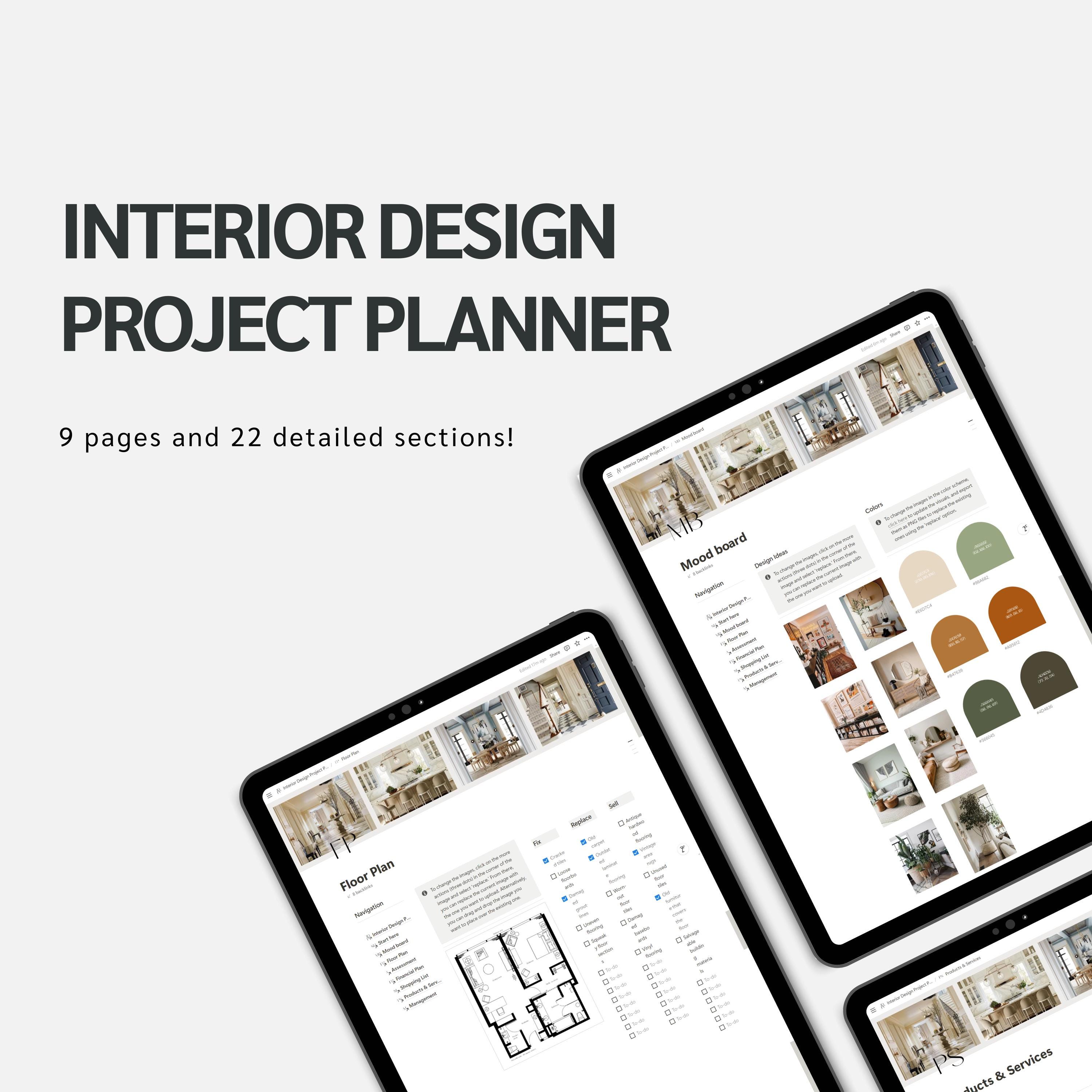 Interior Design Project Planner Notion Template | Planner for Interior ...