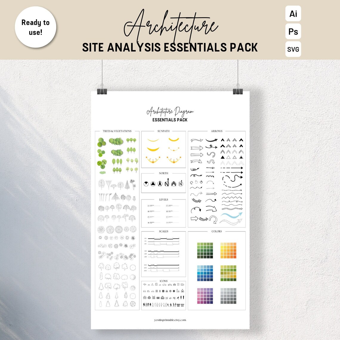 Architecture Site Analysis Essentials Pack 250 Objects, Icons & 150 ...