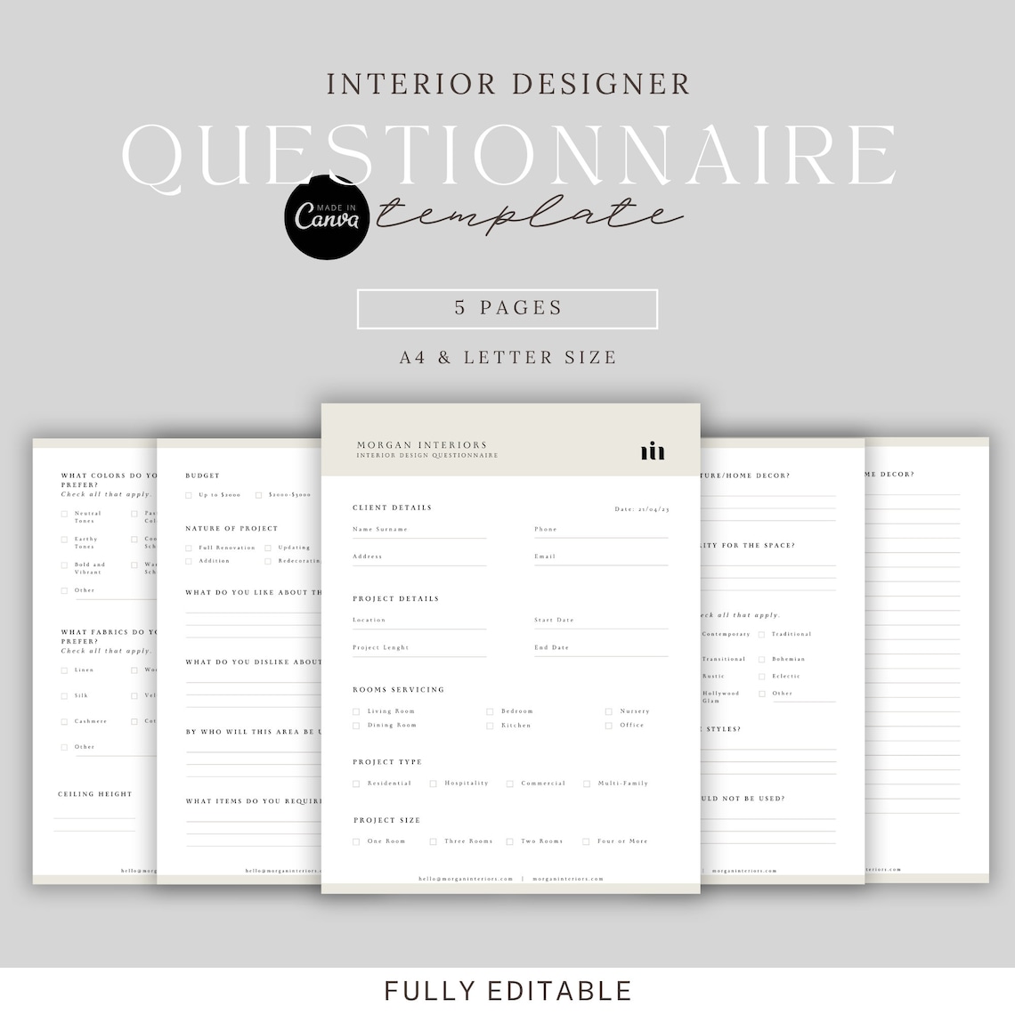Interior Designer Client Questionnaire Template | Onboarding Questions ...
