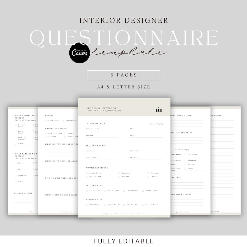 Interior Designer Client Questionnaire Template | Onboarding Questions ...