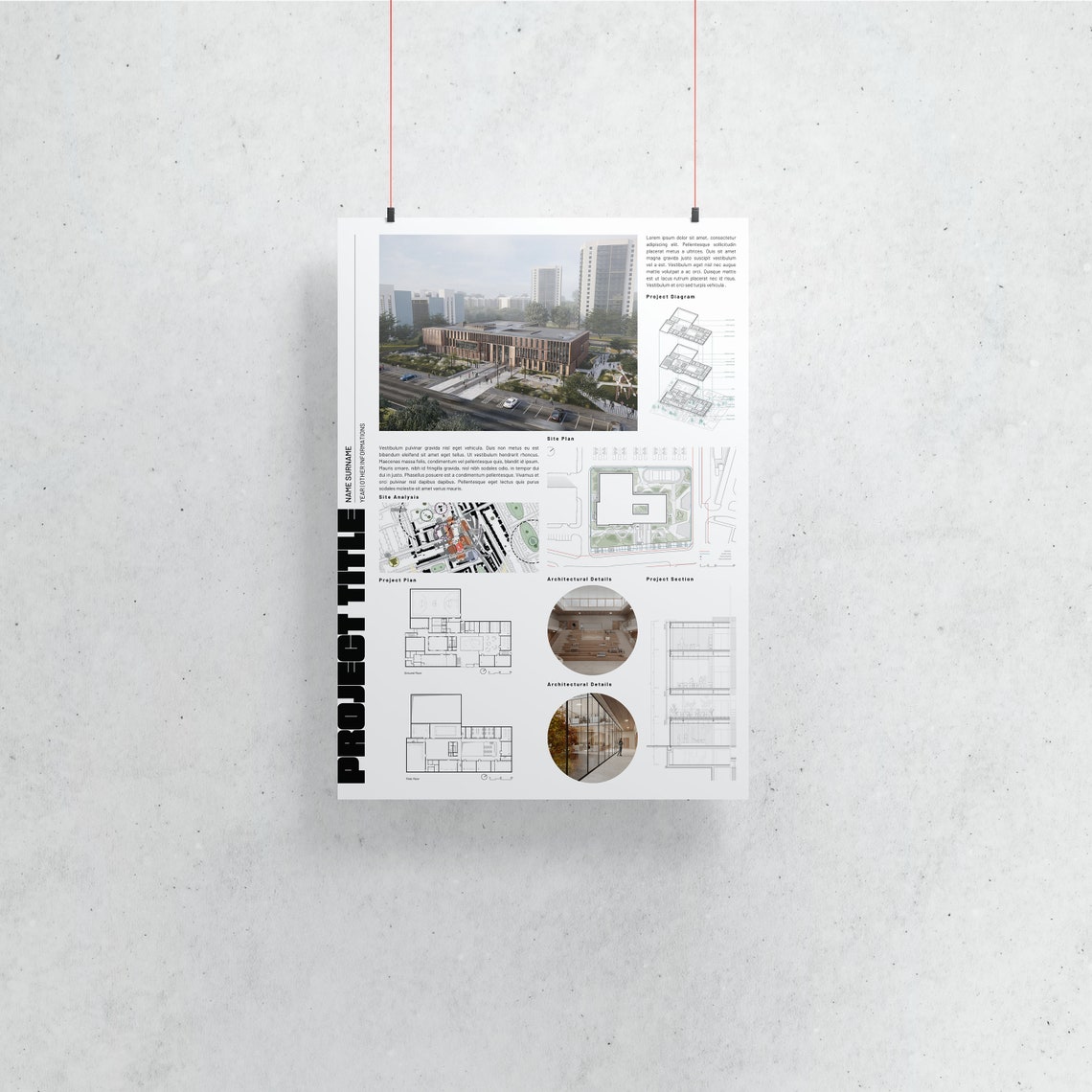 Architecture Presentation Board Templates Photoshop And Indesign A1 Presentation Board Layout