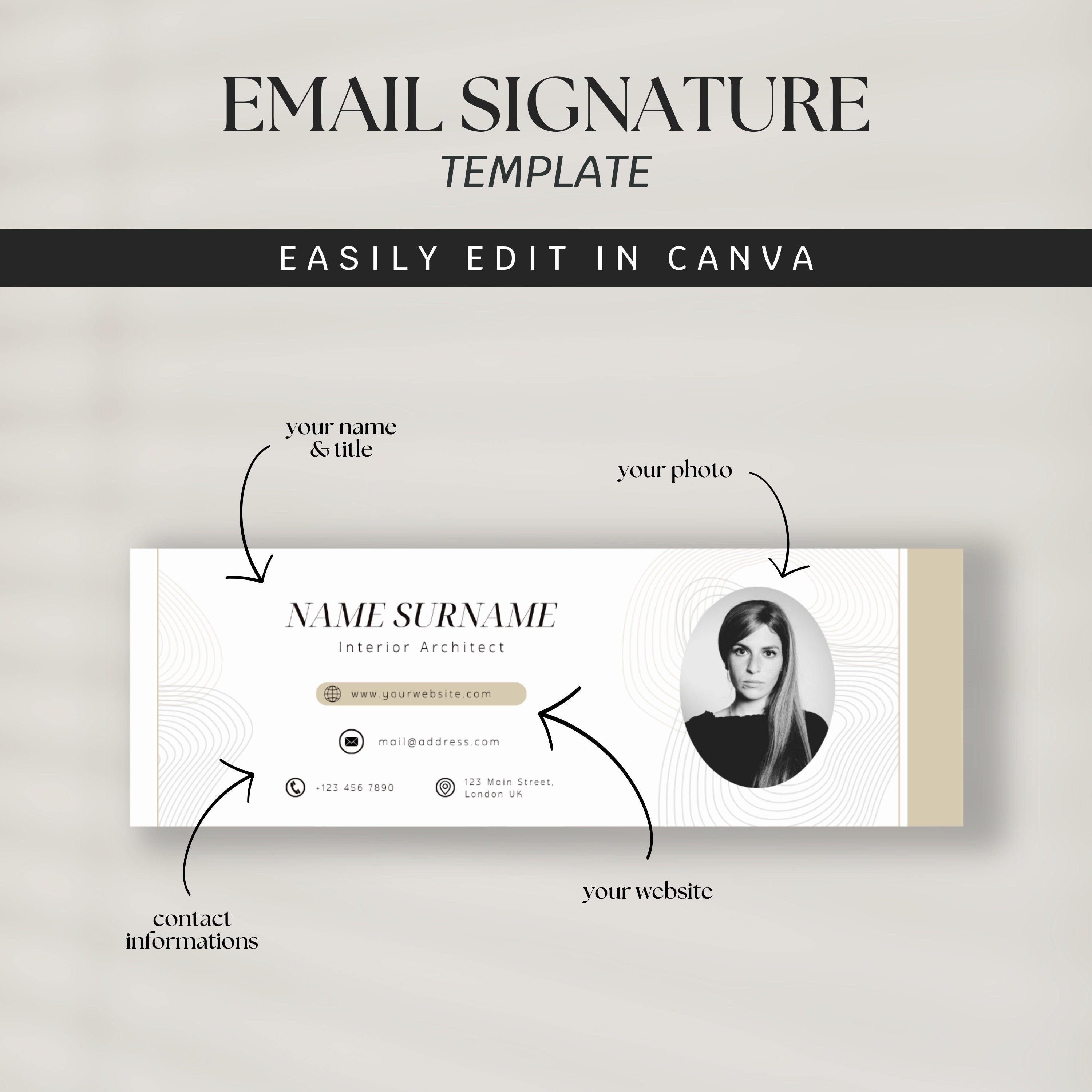 Email Signature Template, Custom Signature Design Gmail Template ...