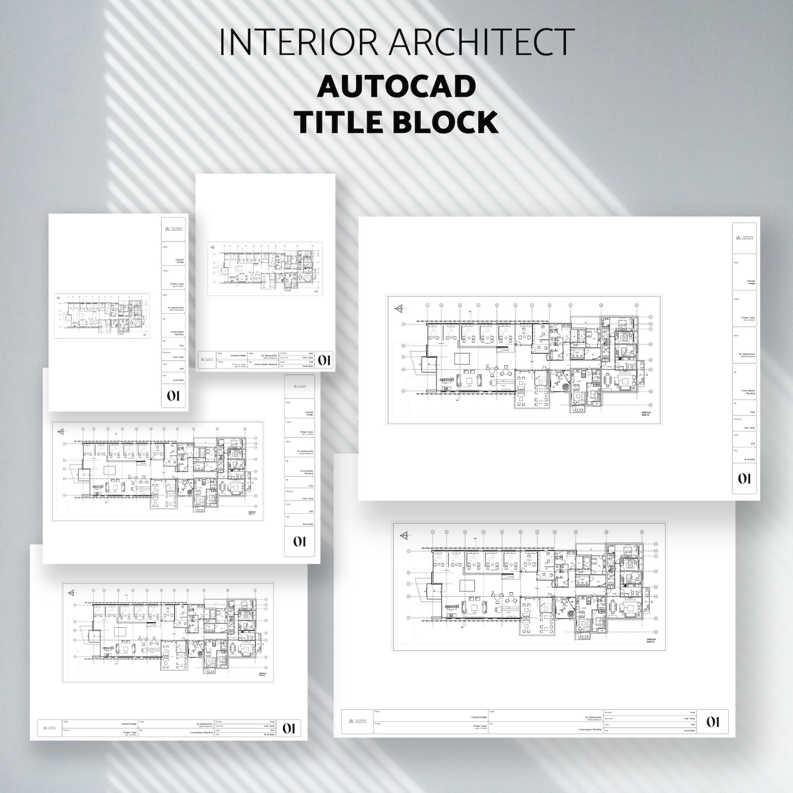 Vintage Interior Architect Title Block Templates | Autocad Title Block ...
