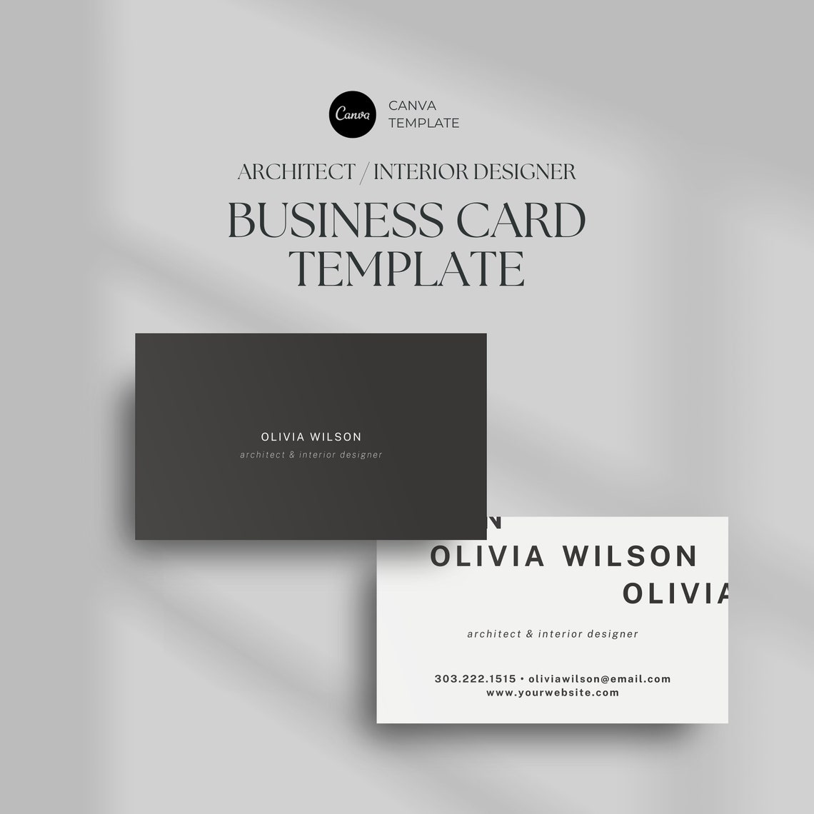 Architect Business Card Canva Template | Custom Business Card Template ...