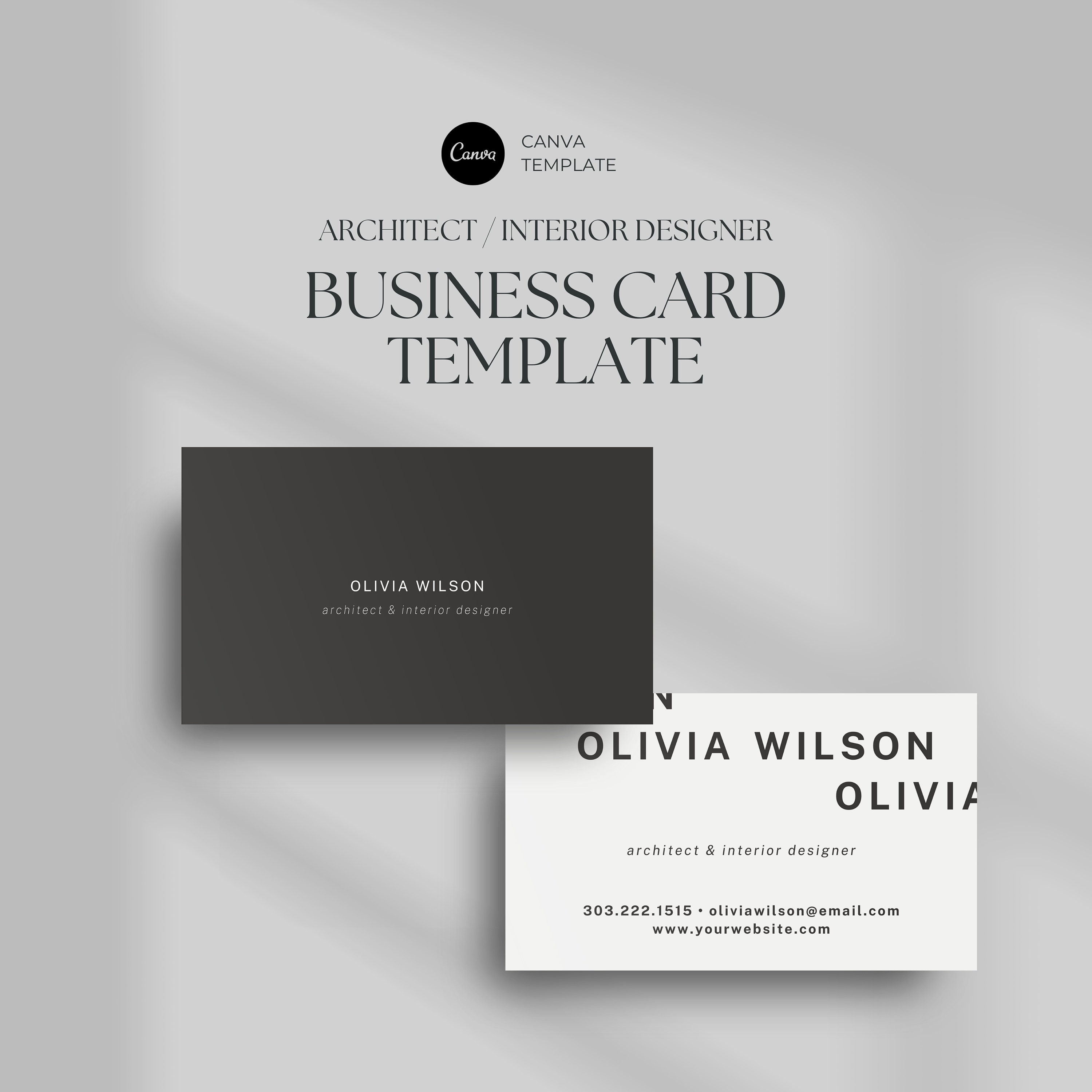 Architect Business Card Canva Template | Custom Business Card Template ...