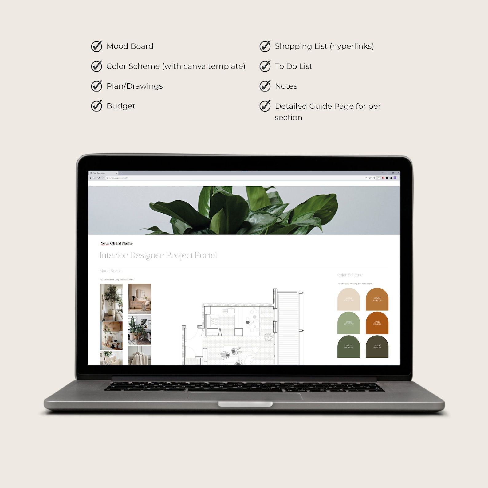 Interior Designer Notion Template | Notion Planner for Interior ...