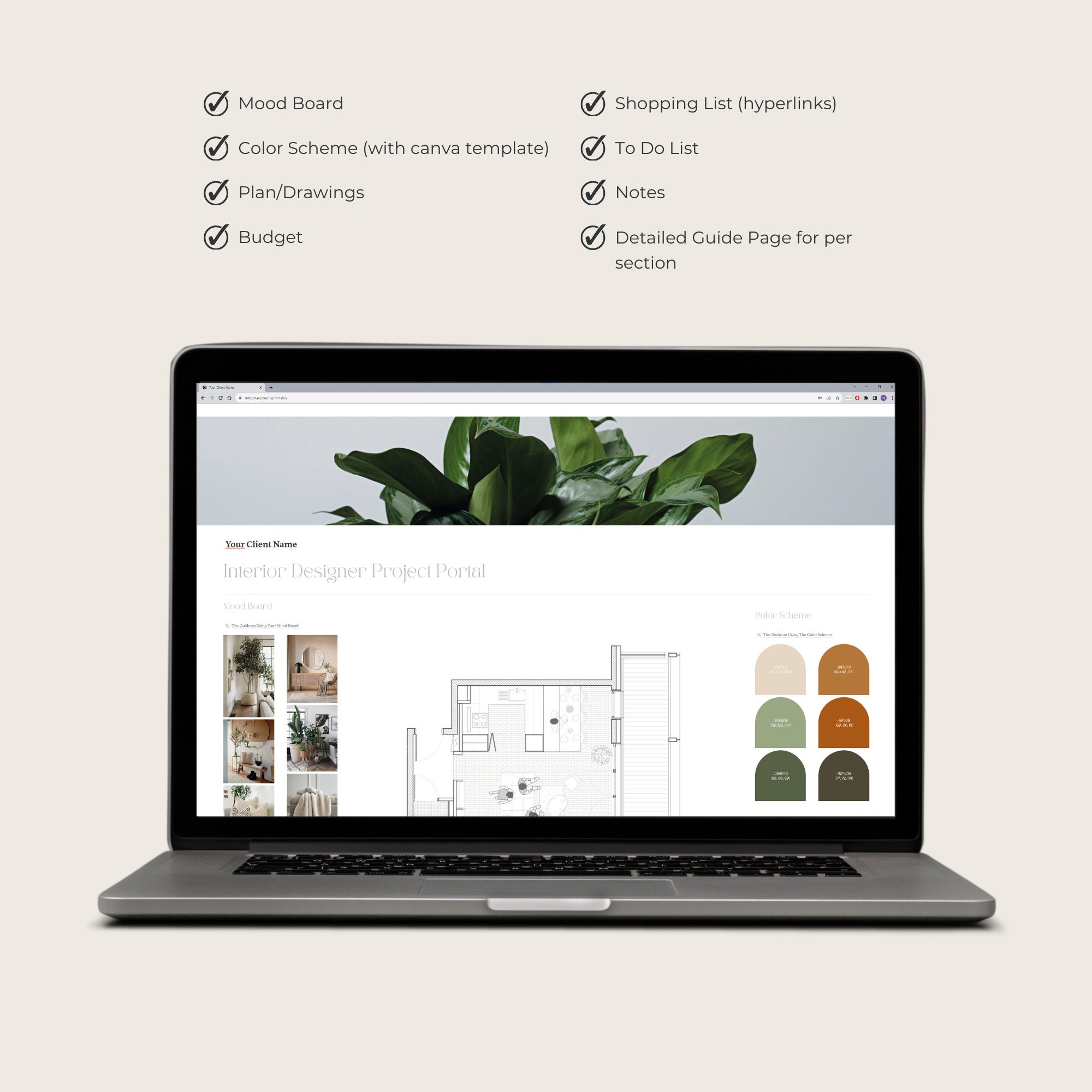 Interior Designer Notion Template | Notion Planner for Interior ...
