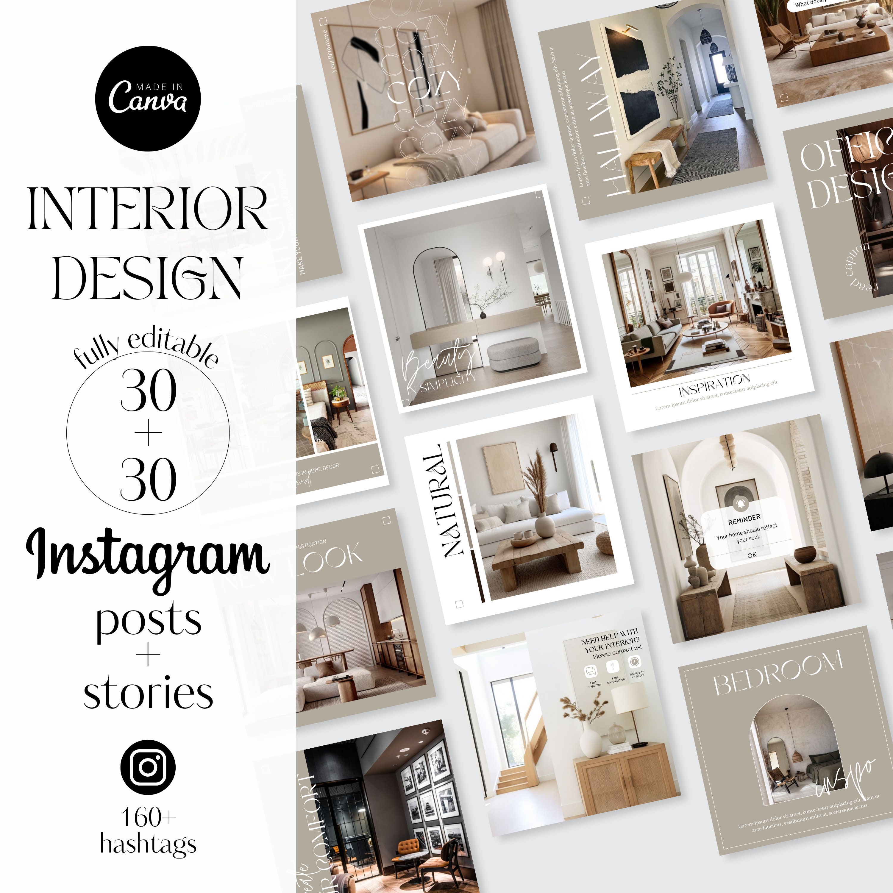 Interior Designers Instagram Post Template | Interior Design IG Post ...
