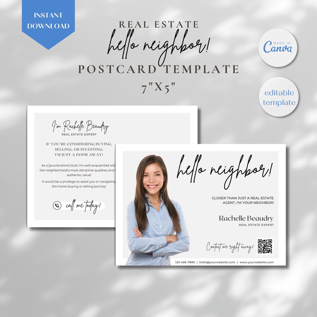 Hello Neighbor Card, Realtor Postcard, Real Estate Postcard, Realtor ...