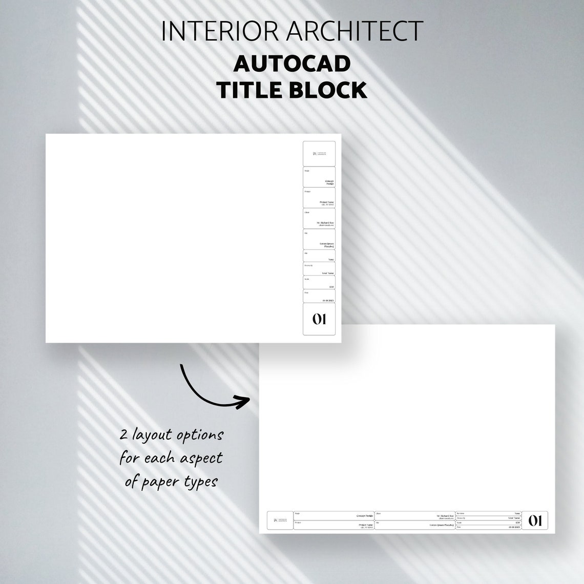 Vintage Interior Architect Title Block Templates | Autocad Title Block ...