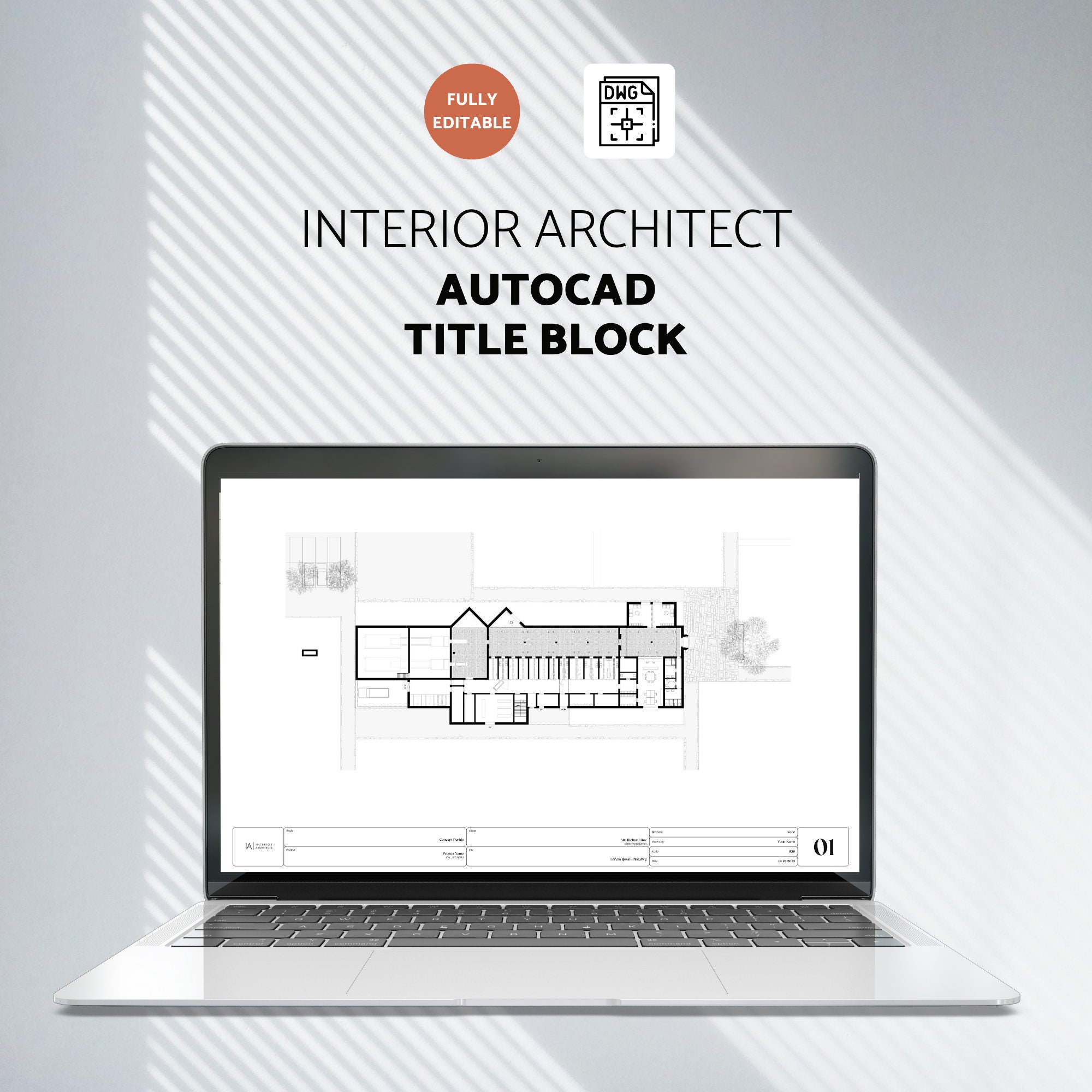 Vintage Interior Architect Title Block Templates | Autocad Title Block ...