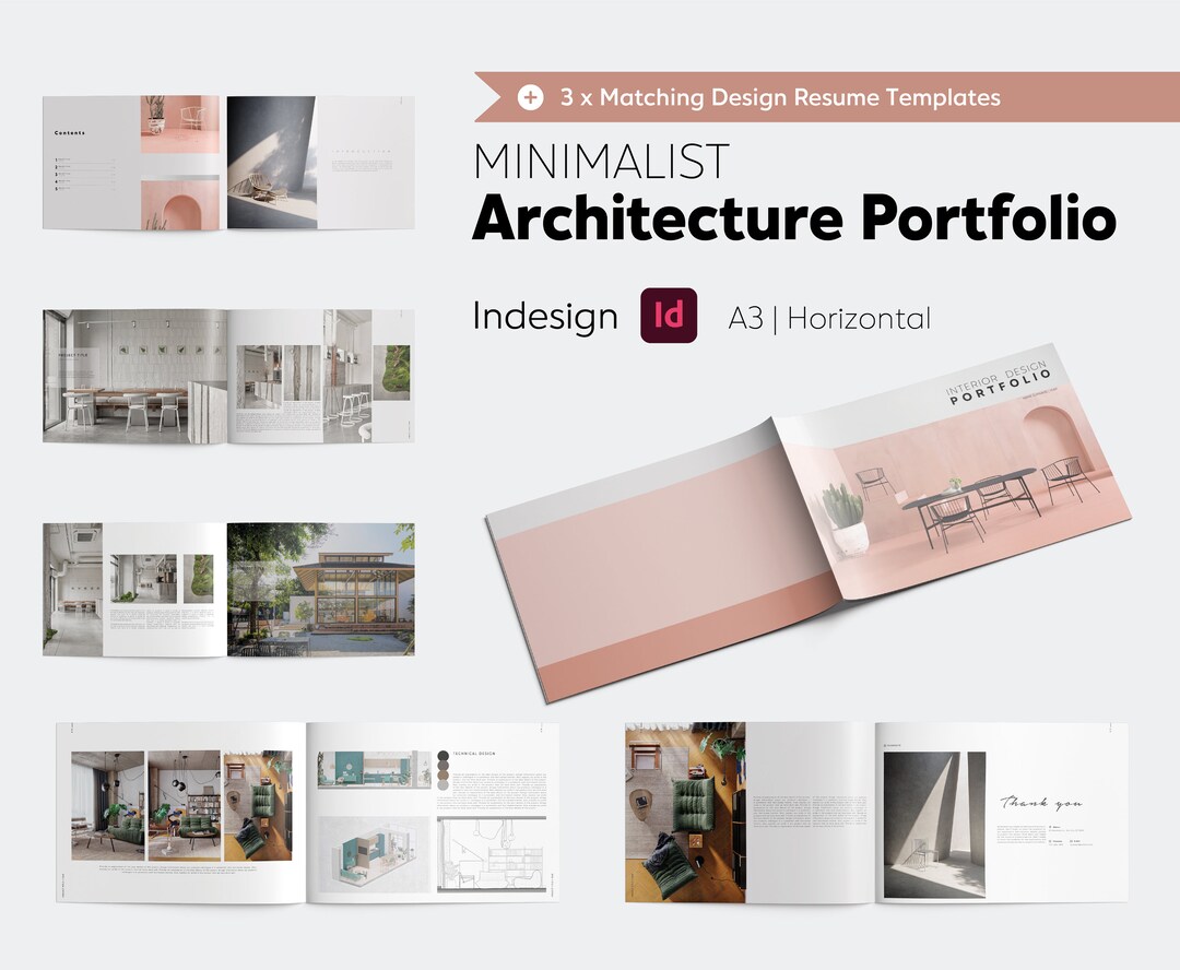 A3 Portfolio & A4, Letter Size Resume Template | Indesign Architecture ...