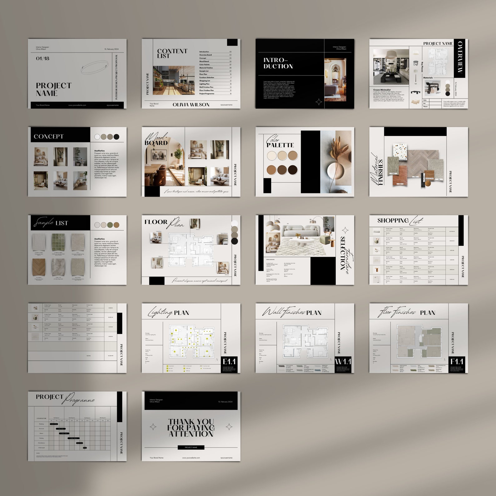 Interior Design Project Proposal Template | Mood Board, Shopping List ...