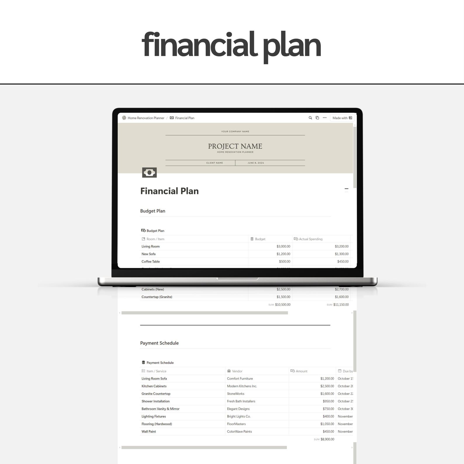 Home Renovation Planner Notion Template | Notion Planner for Interior ...