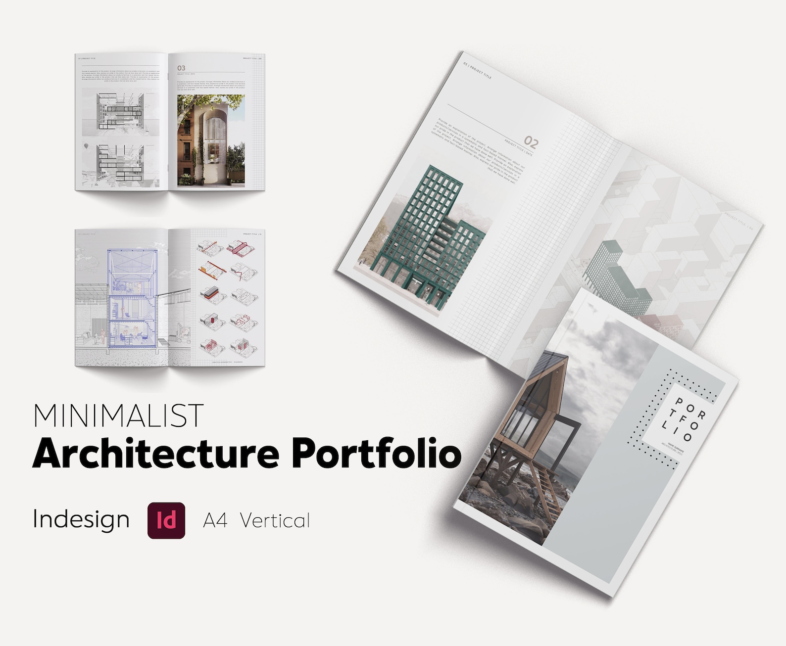 Minimalist A4 Portfolio Template, Architecture Portfolio, Interior ...