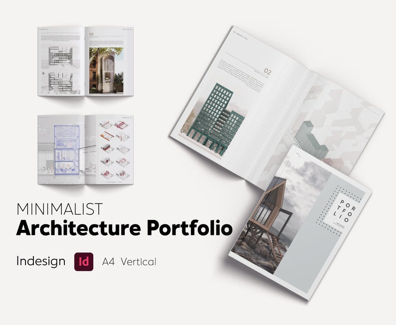 Minimalist A4 Portfolio Template, Architecture Portfolio, Interior ...