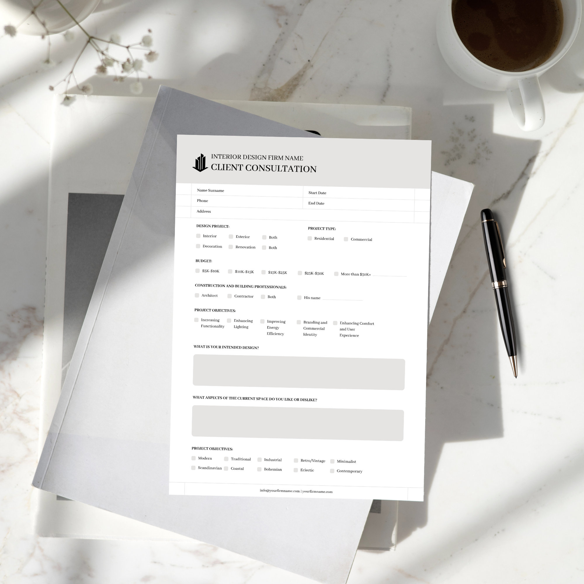 Editable Interior Design Client Questionnaire Form Interior Designer ...