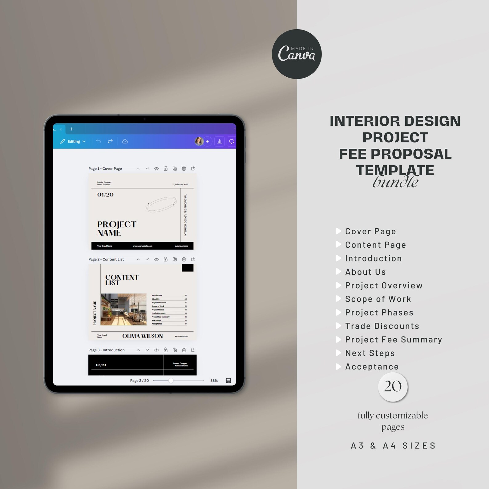 Interior Design Fee Proposal Template | Project Presentation ...