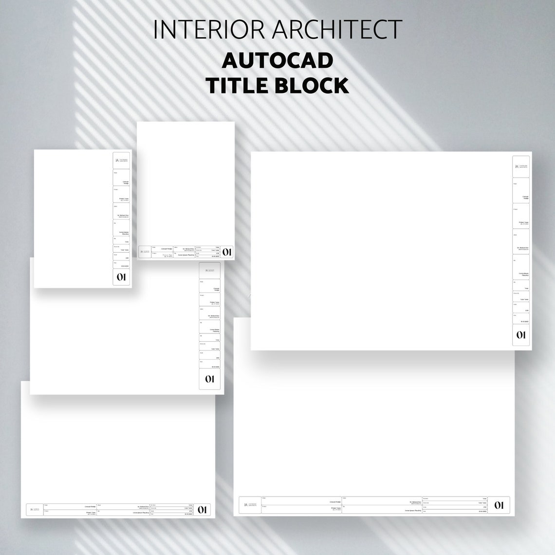 Vintage Interior Architect Title Block Templates | Autocad Title Block ...