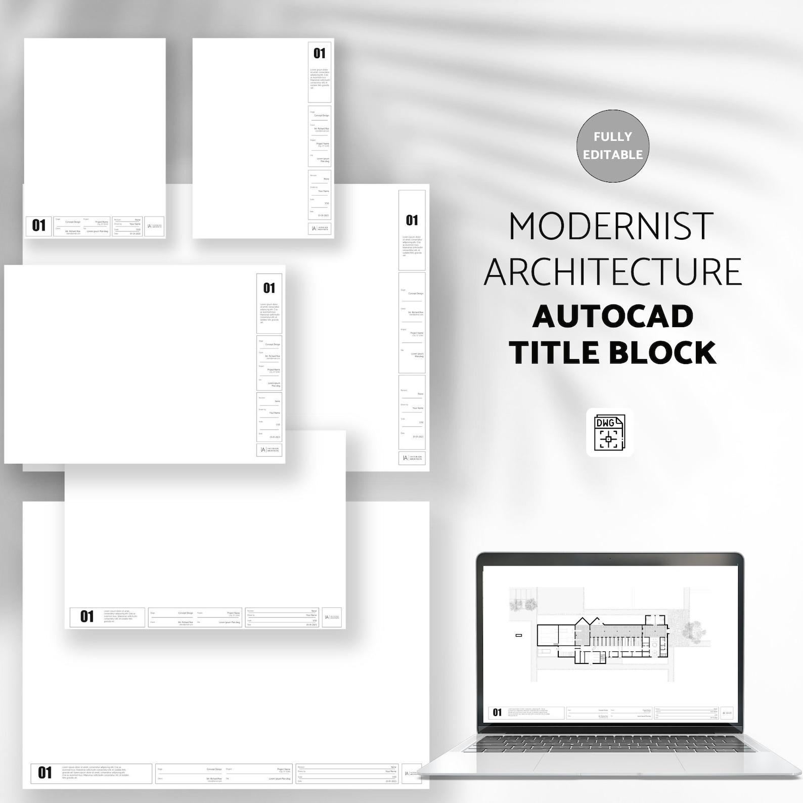 Modernist Architect Title Block Templates | Autocad Title Block ...