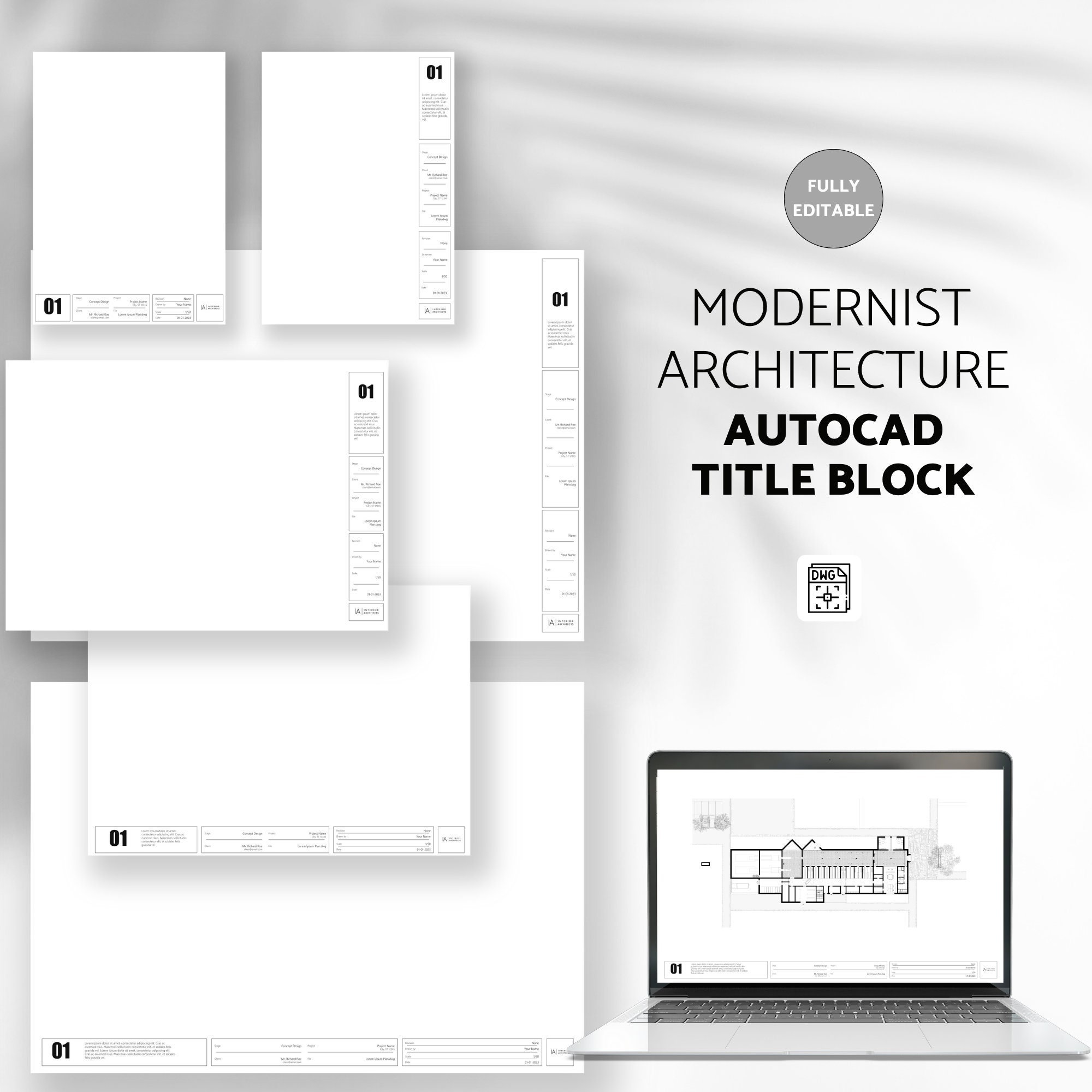 Modernist Architect Title Block Templates Autocad Title Block