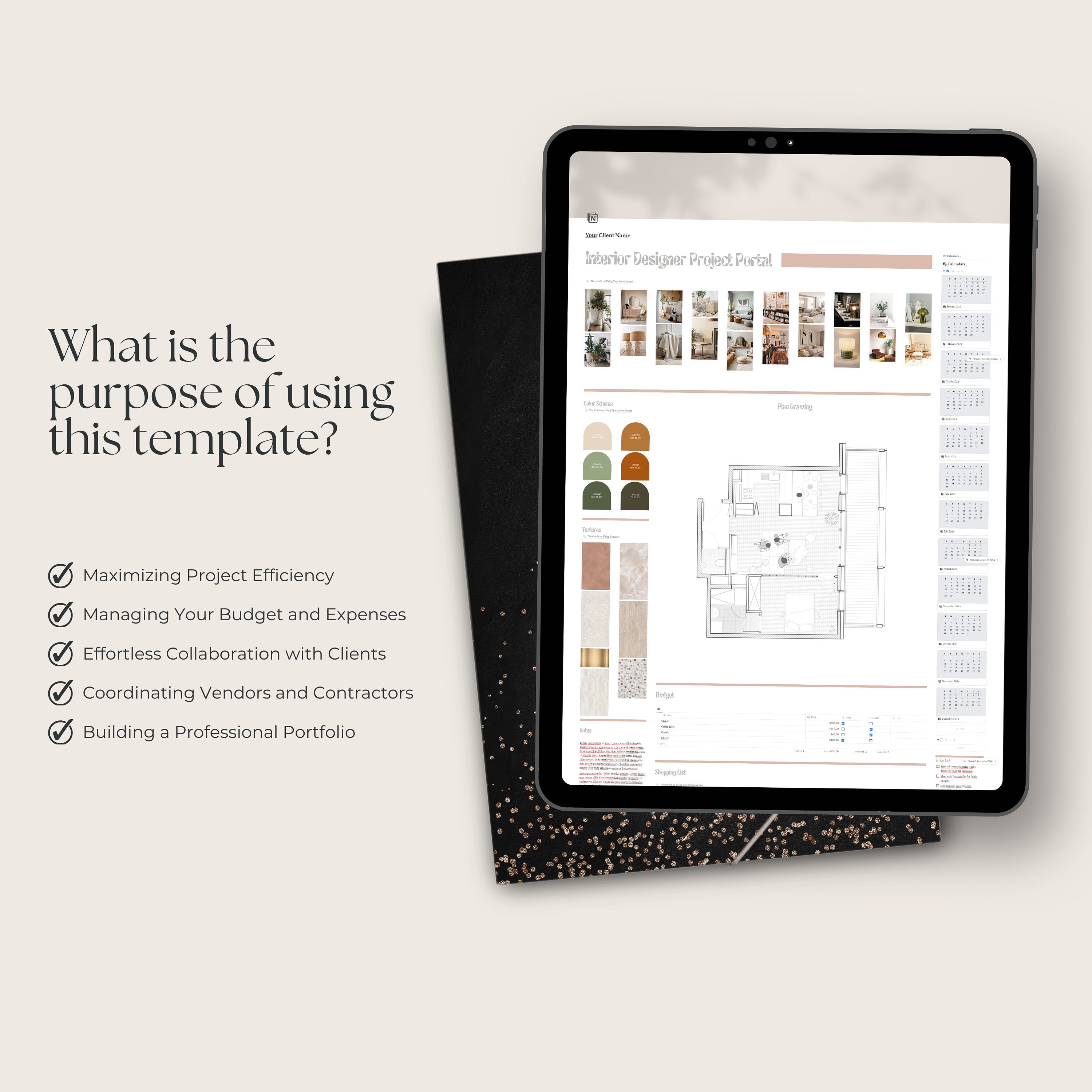 Interior Designer Notion Template | Notion Planner for Interior ...