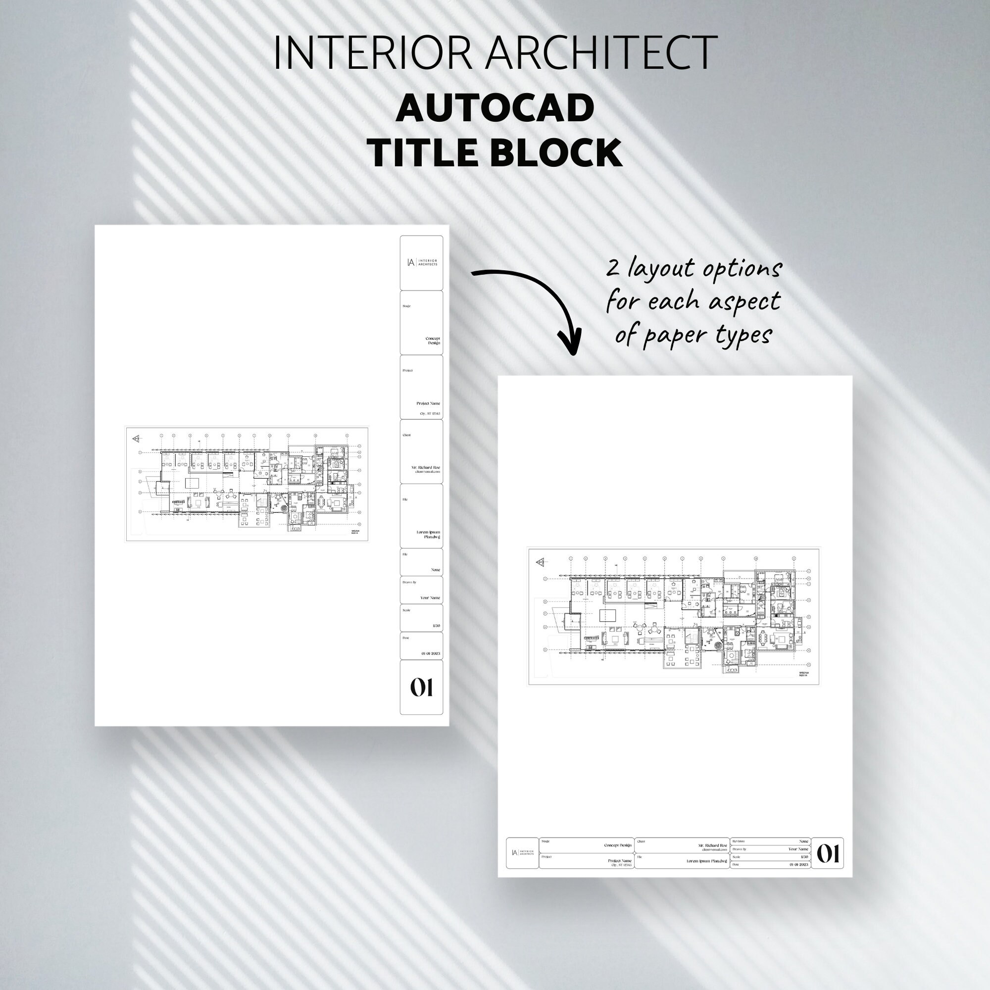 Vintage Interior Architect Title Block Templates | Autocad Title Block ...