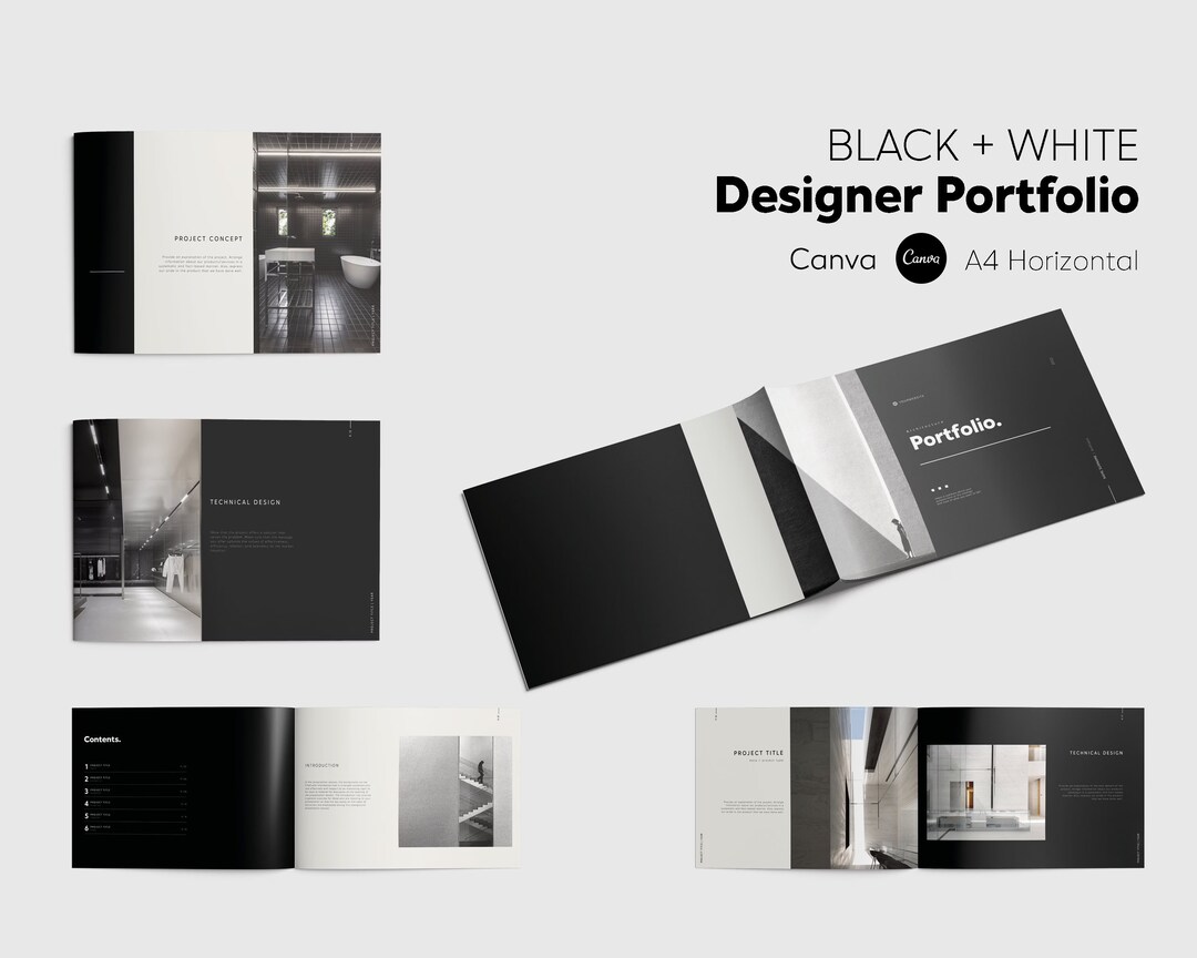 Black and White Portfolio Template | Canva Architecture Portfolio ...